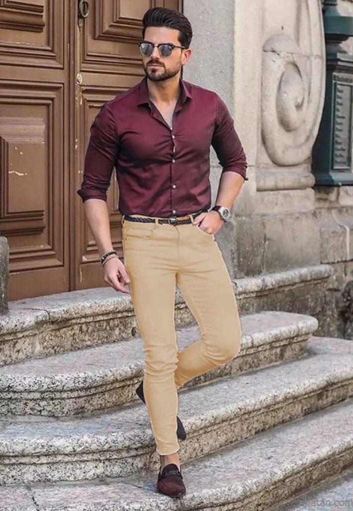 شلوار قهوه ای خیره کننده با ترکیب پیراهن مردانه * زیباتن